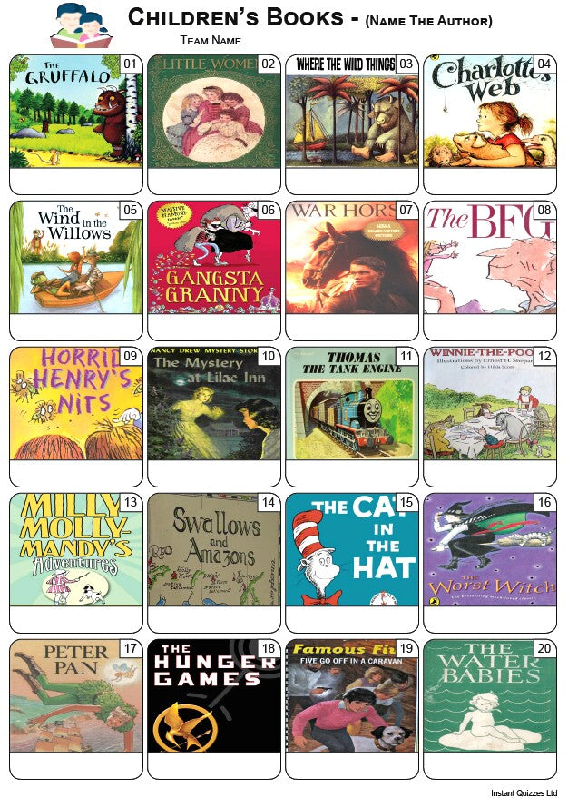 Children's Books Picture Quiz - PR2570 – Instant Quizzes