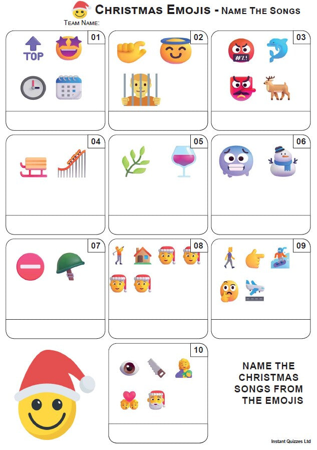 Christmas Emojis Mini Picture Quiz - Z4255 – Instant Quizzes