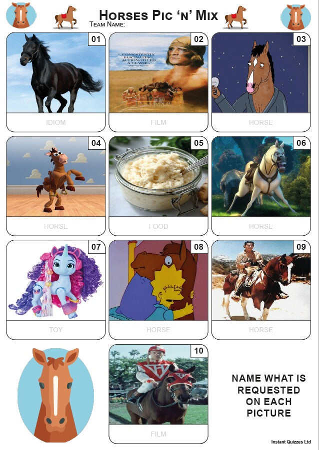Year Of The Horse Mini Picture Quiz - Z4278 – Instant Quizzes
