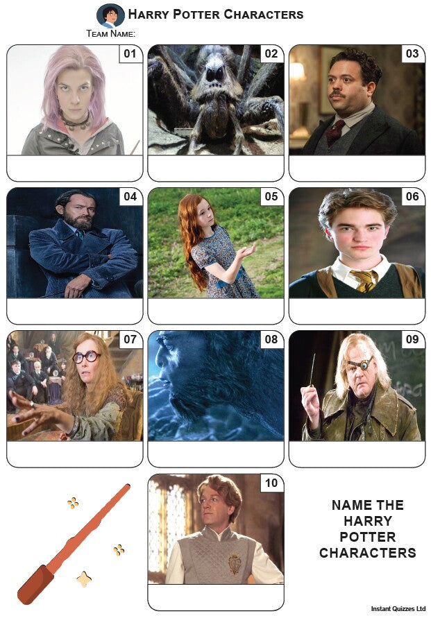 Harry Potter Characters Mini Picture Quiz - Z3926 – Instant Quizzes