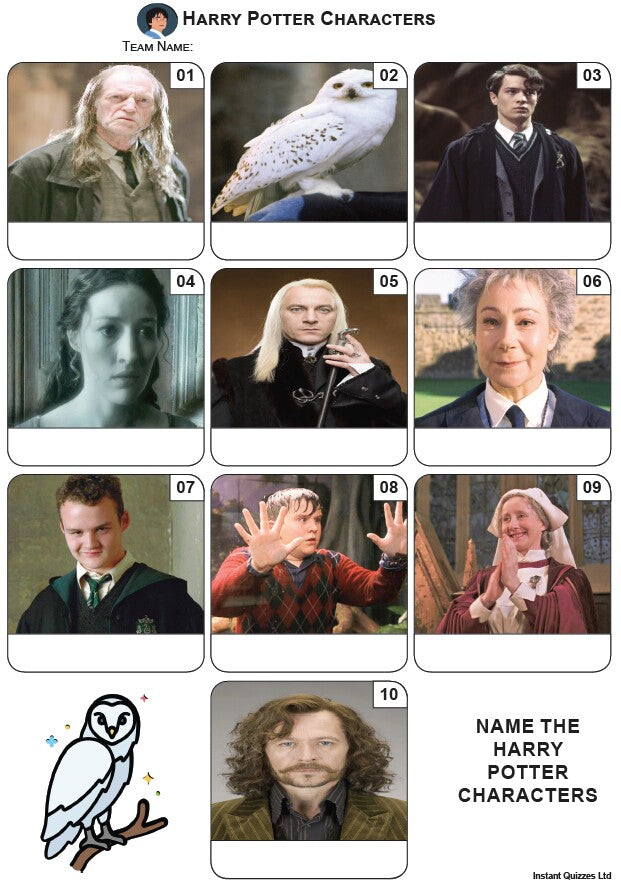 Harry Potter Characters Mini Picture Quiz - Z3928 – Instant Quizzes