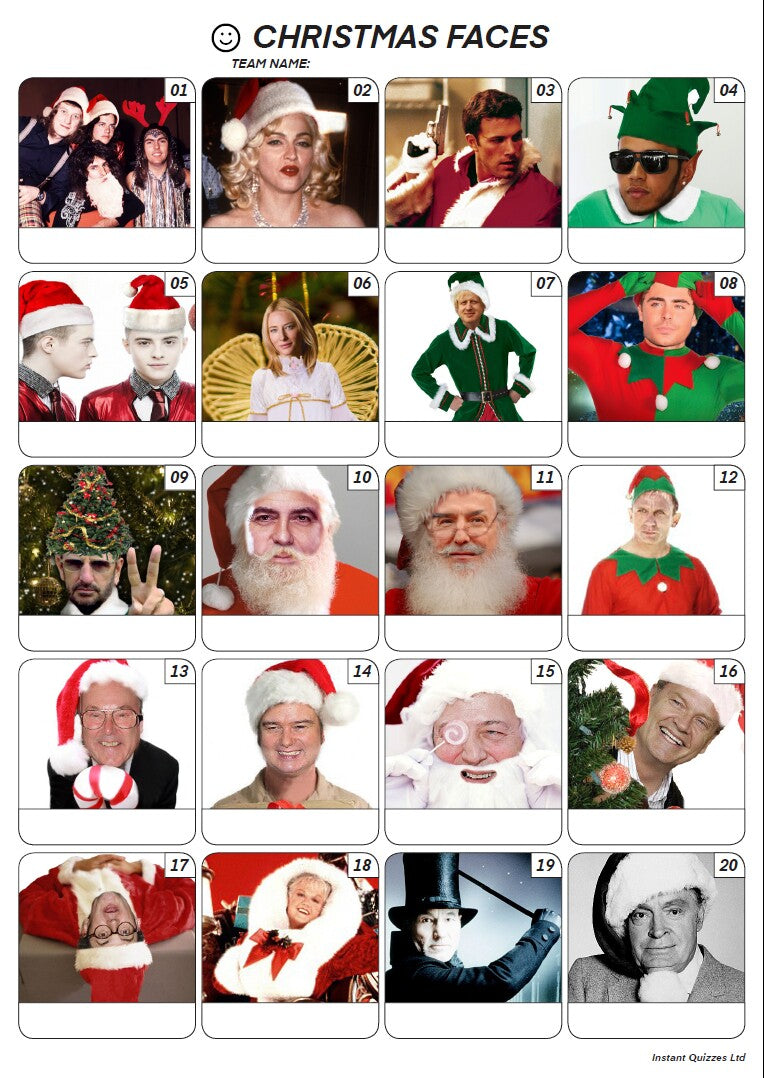 Christmas Faces Picture Quiz - PR2021 – Instant Quizzes