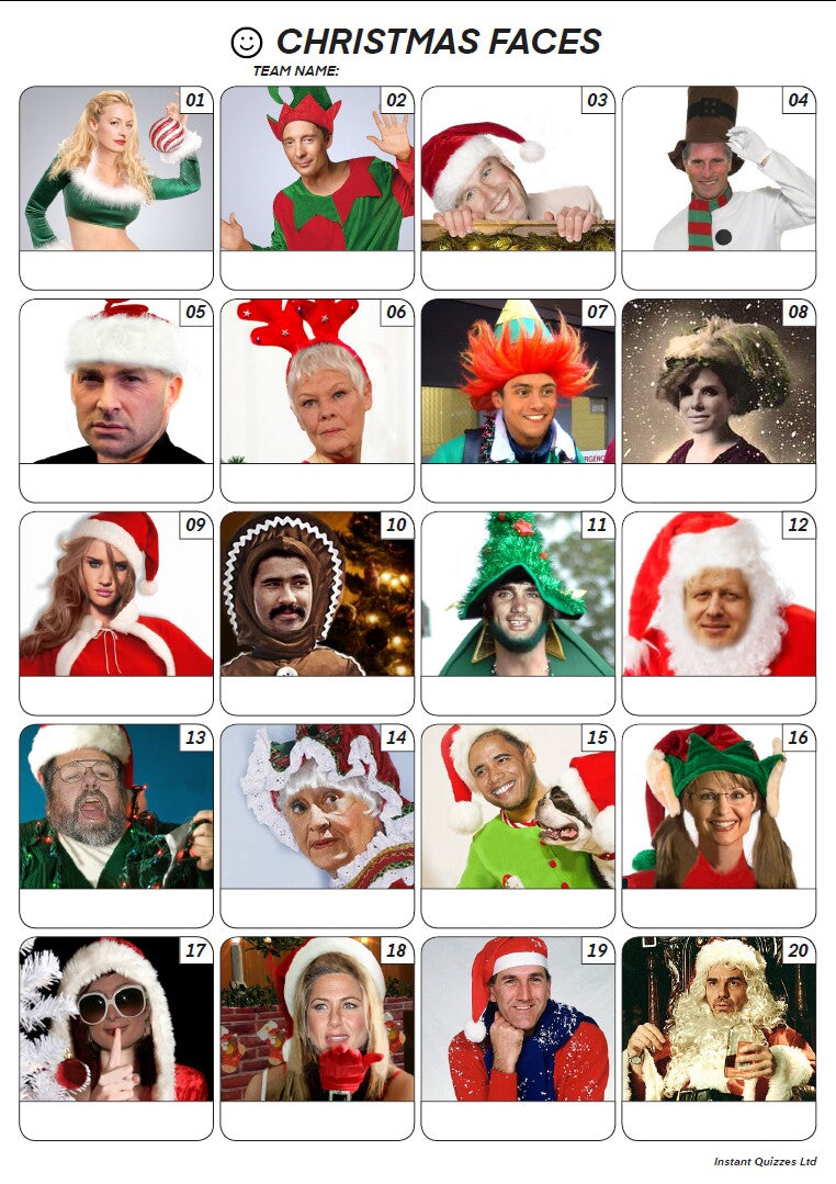Christmas Faces Picture Quiz - PR2022 – Instant Quizzes