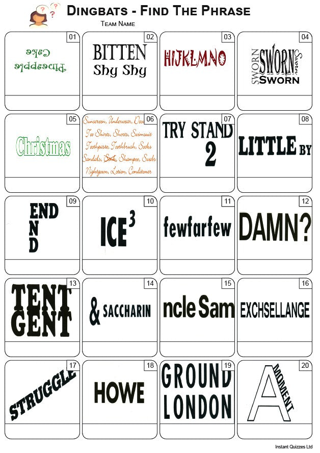 20 picture quiz rounds - ideal for the interval of a pub quiz – Instant ...