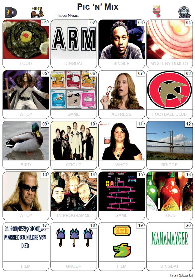The Big Quiz Pack 3518 - Five rounds and a 20 Picture Quiz. – Instant ...