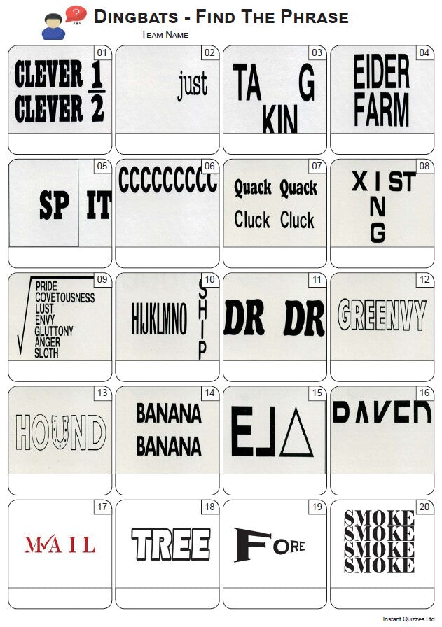 Bumper Quiz Pack 906 - Ten rounds and a 20 Picture Quiz. – Instant Quizzes