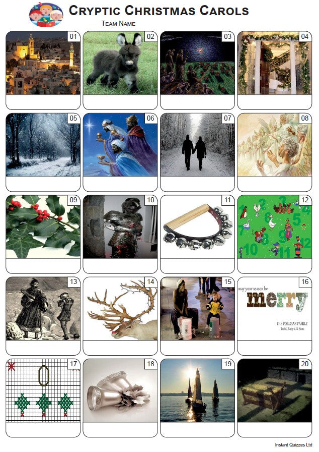 Christmas Cryptic Carols Picture Quiz - PR2584 – Instant Quizzes