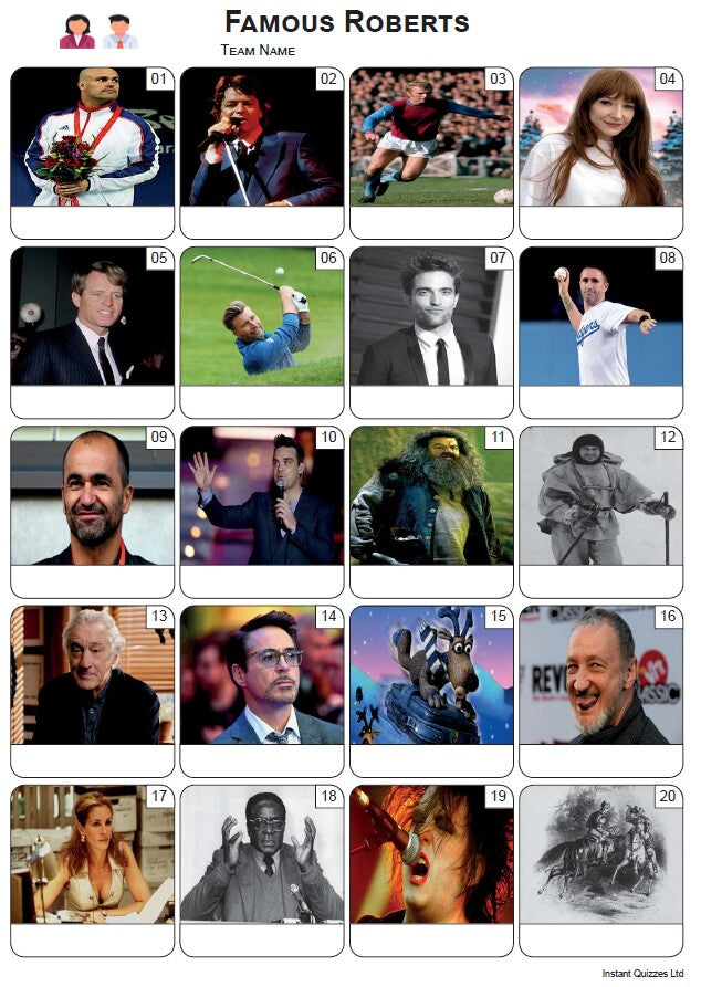 Famous Roberts Picture Quiz - PR2596 – Instant Quizzes