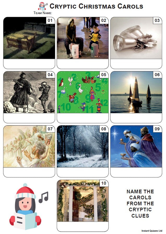 Christmas Cryptic Carols Mini Picture Quiz - Z4250 – Instant Quizzes