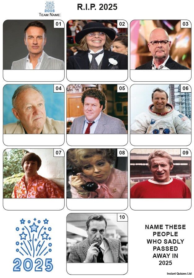 2025 Quiz Pack 2 - Five rounds and a 10 Picture Quiz – Instant Quizzes