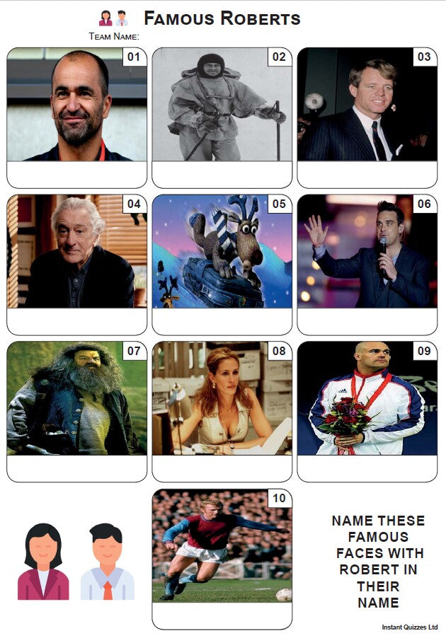 Famous Roberts Mini Picture Quiz - Z4274 – Instant Quizzes