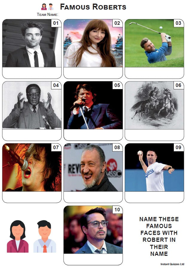 Famous Roberts Mini Picture Quiz - Z4275 – Instant Quizzes