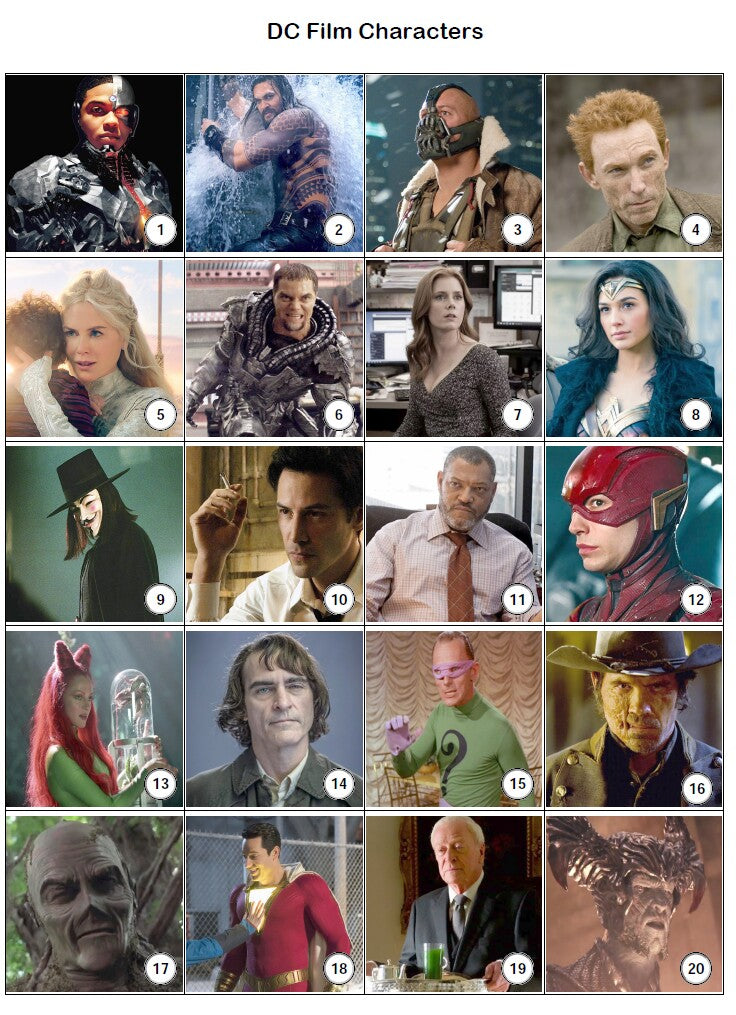 DC Film Characters Picture Quiz - PR1971 – Instant Quizzes