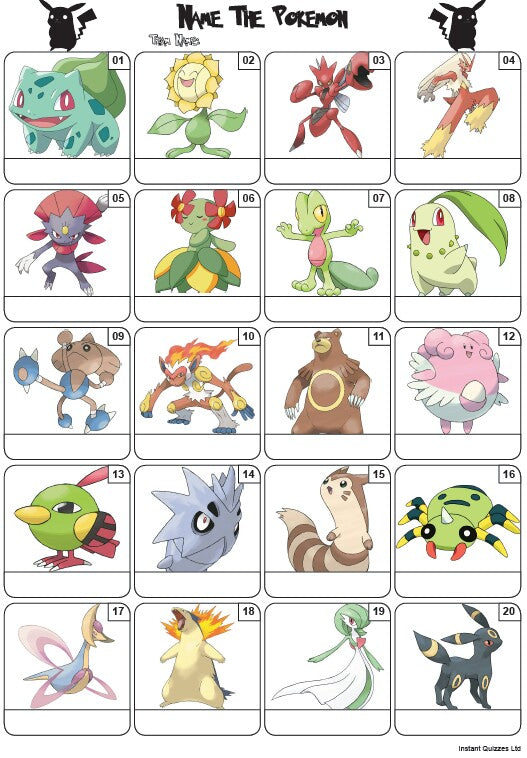 Pokemon Picture Quiz - PR2092 – Instant Quizzes