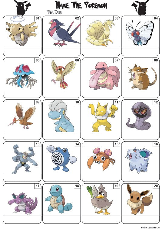 Pokemon Picture Quiz - PR2094 – Instant Quizzes
