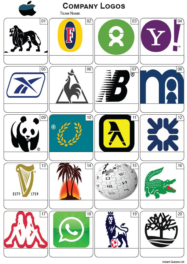 Company Logos Picture Quiz - PR2271 – Instant Quizzes
