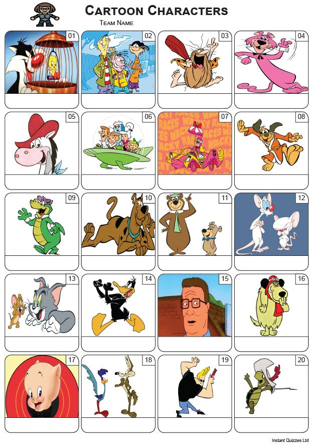Cartoon Characters Picture Quiz - PR2317 – Instant Quizzes