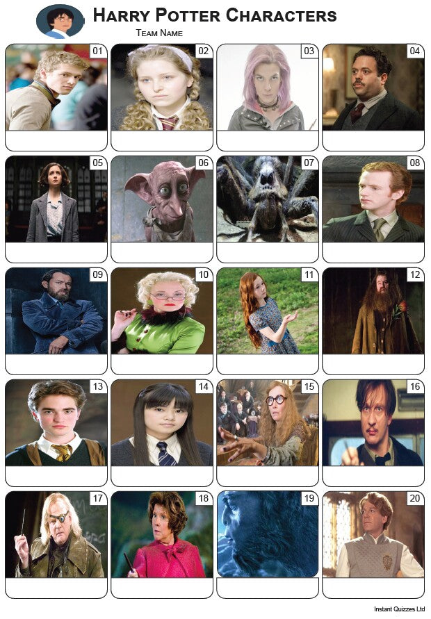 Harry Potter Characters Picture Quiz - PR2424 – Instant Quizzes