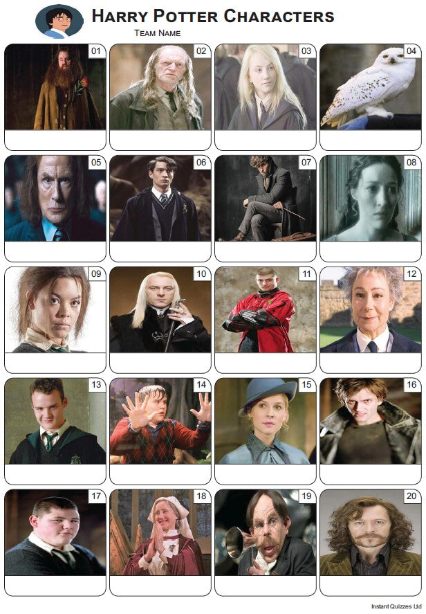 Harry Potter Characters Picture Quiz - PR2425 – Instant Quizzes