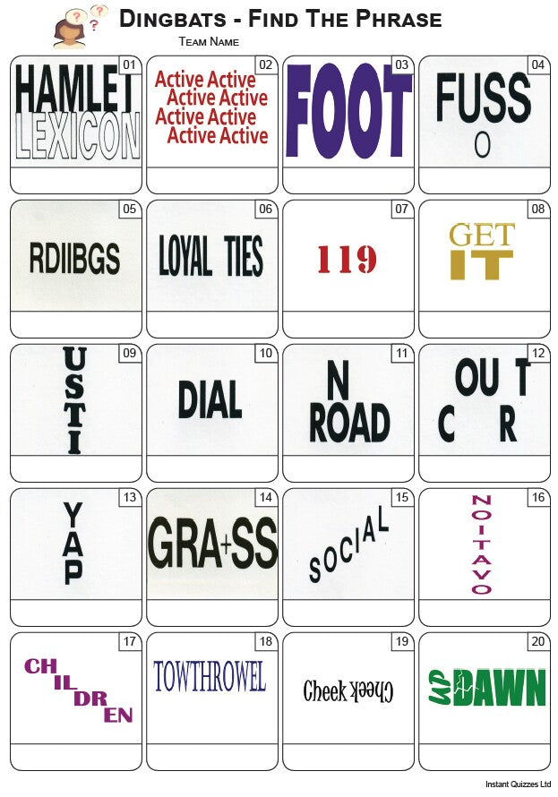 Dingbats Picture Quiz - PR2431 – Instant Quizzes