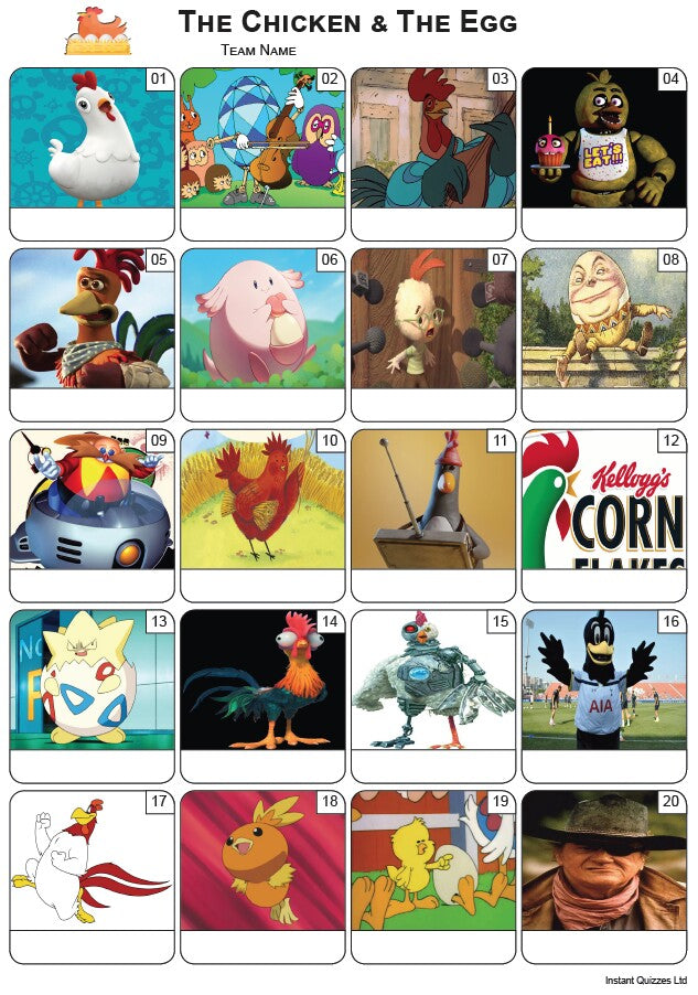 The Chicken & The Egg Picture Quiz - PR2473 - 10 picture round name the ...
