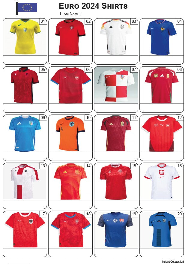 Euro 2024 Shirts Picture Quiz - PR2489 – Instant Quizzes