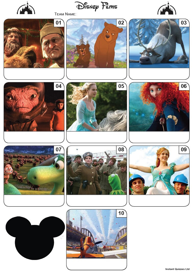 Disney Films Mini Picture Quiz - Z3026 – Instant Quizzes