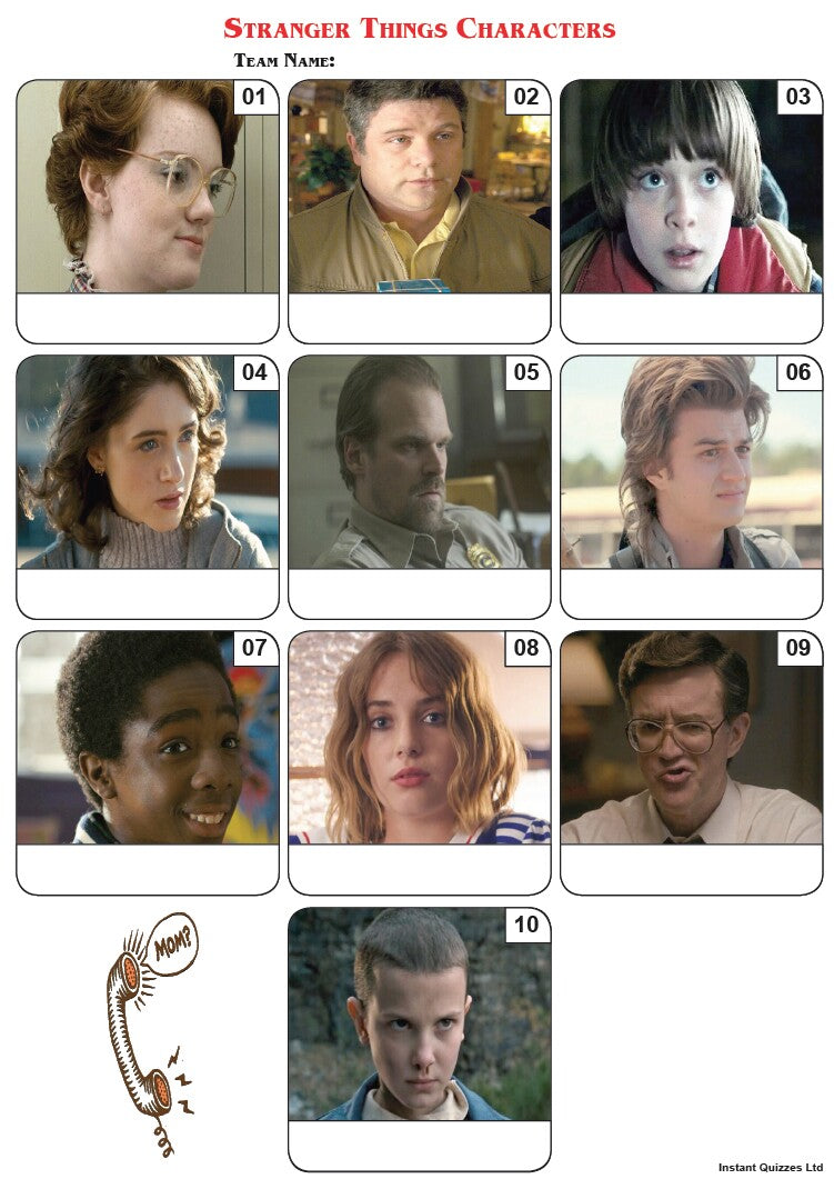 Stranger Things Mini Picture Quiz - Z3072 – Instant Quizzes
