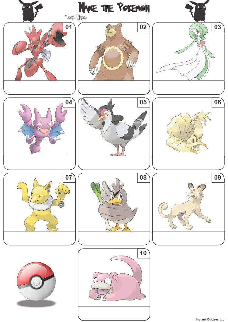 Pokemon Mini Picture Quiz - Z3261 – Instant Quizzes