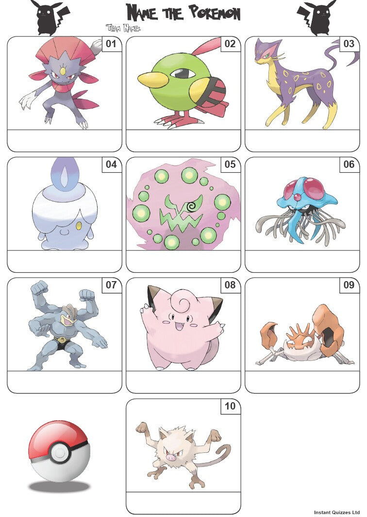 Pokemon Mini Picture Quiz - Z3263 – Instant Quizzes