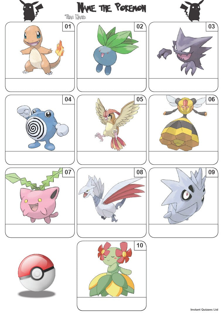 Pokemon Mini Picture Quiz - Z3264 – Instant Quizzes