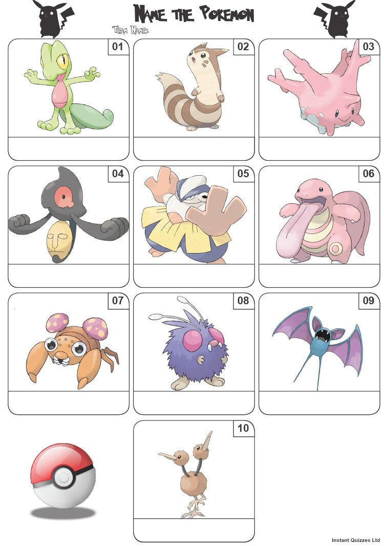 Pokemon Mini Picture Quiz - Z3265 – Instant Quizzes