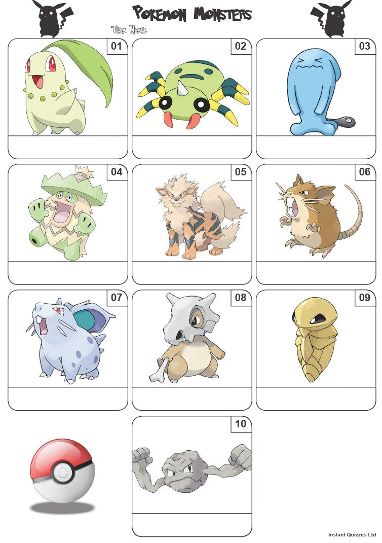 Pokemon Mini Picture Quiz - Z3266 – Instant Quizzes