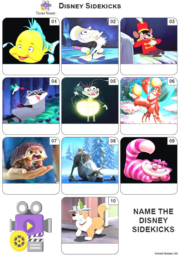 Disney Sidekicks Mini Picture Quiz - Z4084 – Instant Quizzes